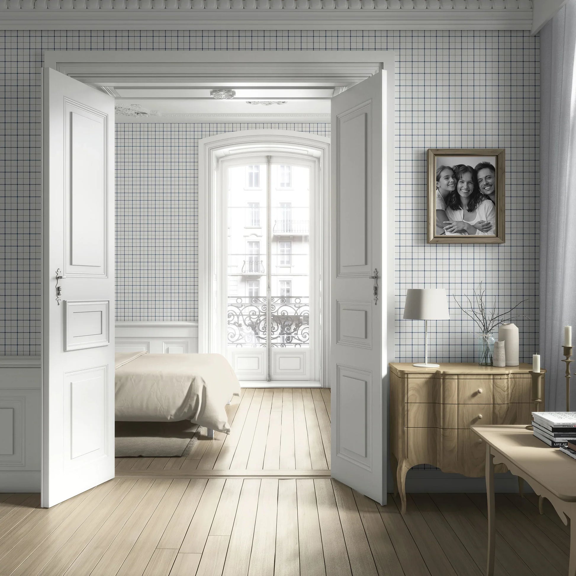 Ashford Ledger Wallpaper - Blue Registry – Housenama