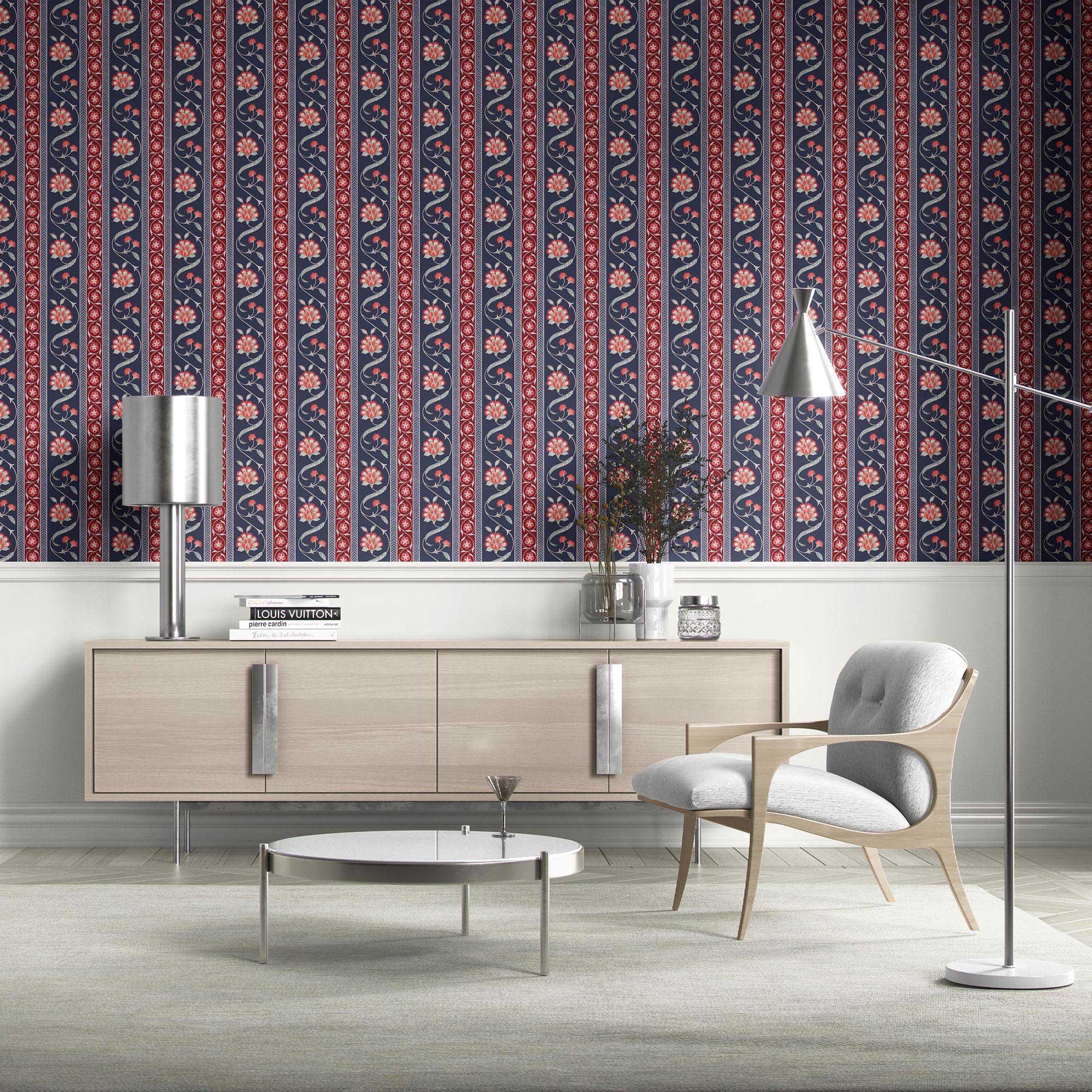 Phool Patti Wallpaper - Midnight Blue – Housenama