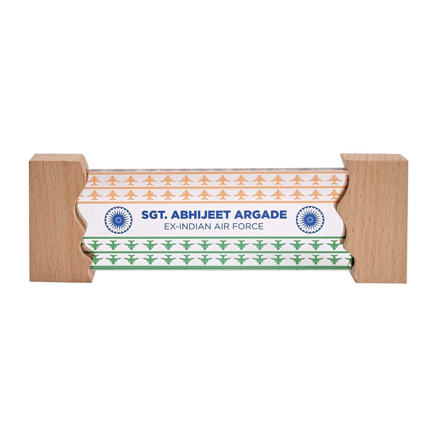 Aero Guardians Desk Name Plate with Wooden Stand | 9x3.5 inch – Housenama