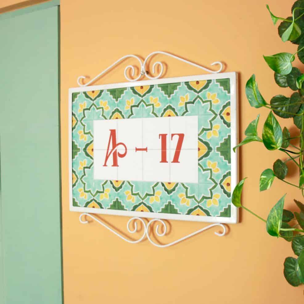 Artisanal Symmetry - Hand-painted Metal Frame Name Plate – Housenama