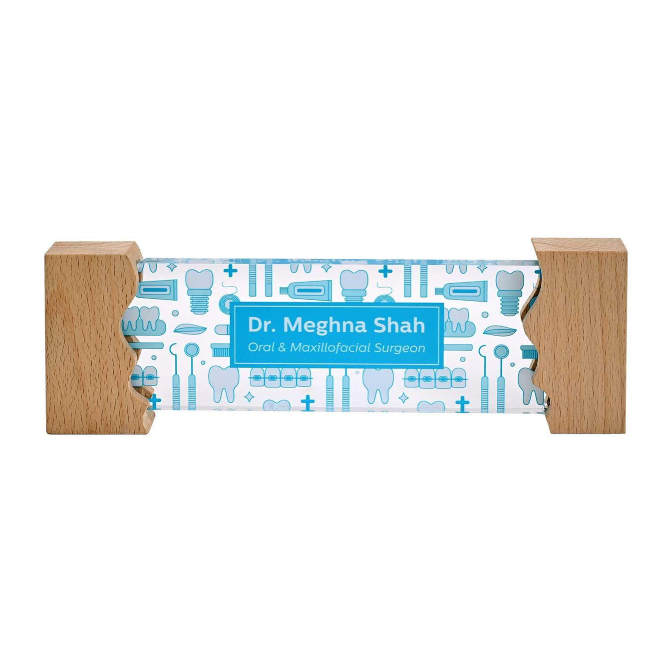 Crown & Ivy Desk Name Plate with Wooden Stand | 9x3.5 inch – Housenama