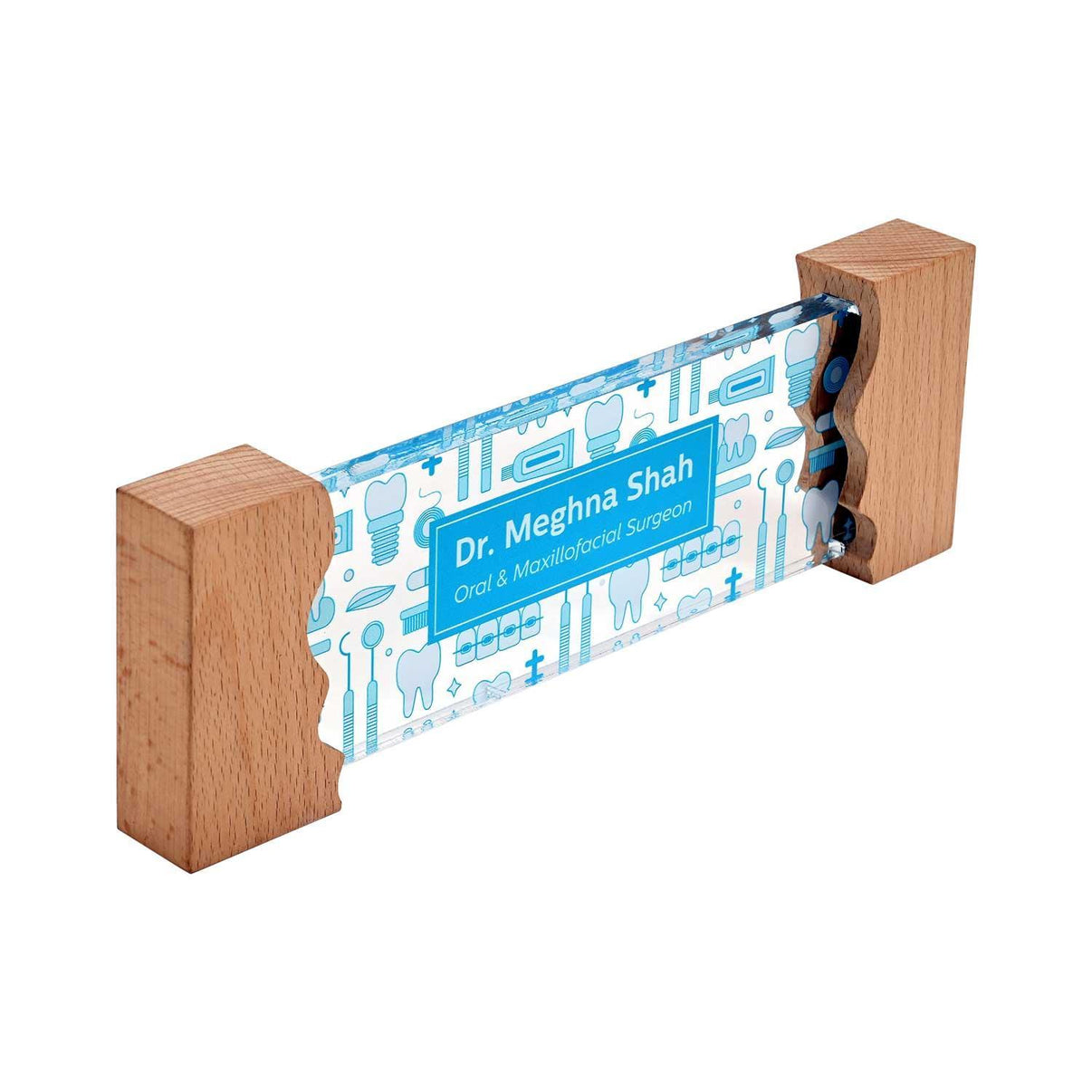 Crown & Ivy Desk Name Plate with Wooden Stand | 9x3.5 inch – Housenama