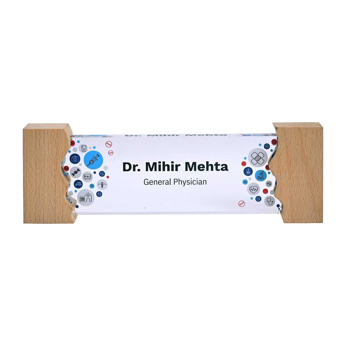 Doctor's Prescription Desk Name Plate with Wooden Stand | 9x3.5 inch ...
