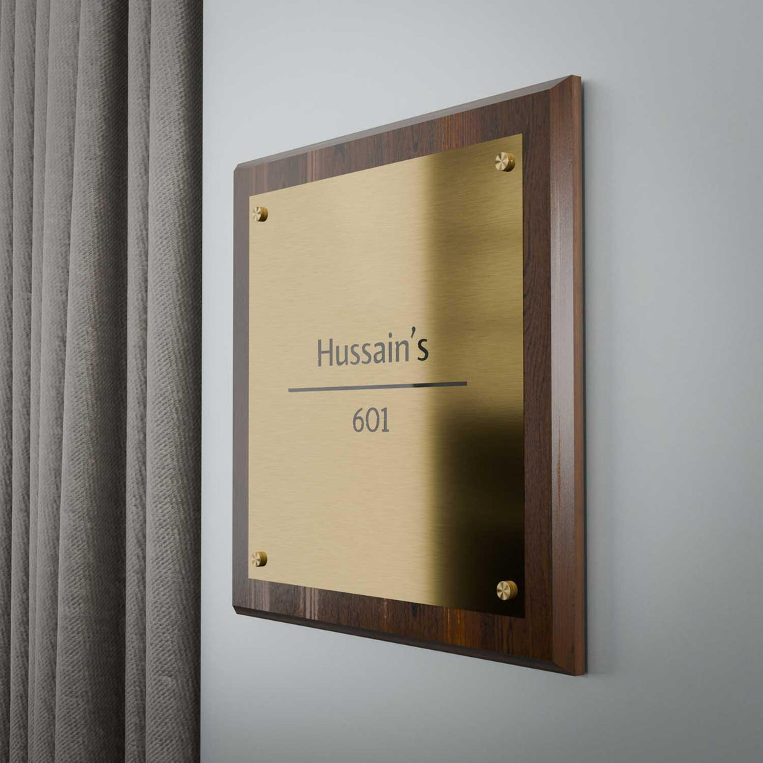 Golden Teak Harmony Nameplate – Housenama