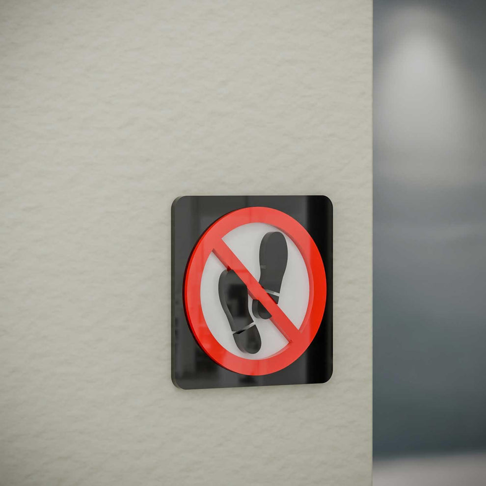 No Shoes Allowed - Layered 3D Prohibition Sign | 5×5 inch – Housenama