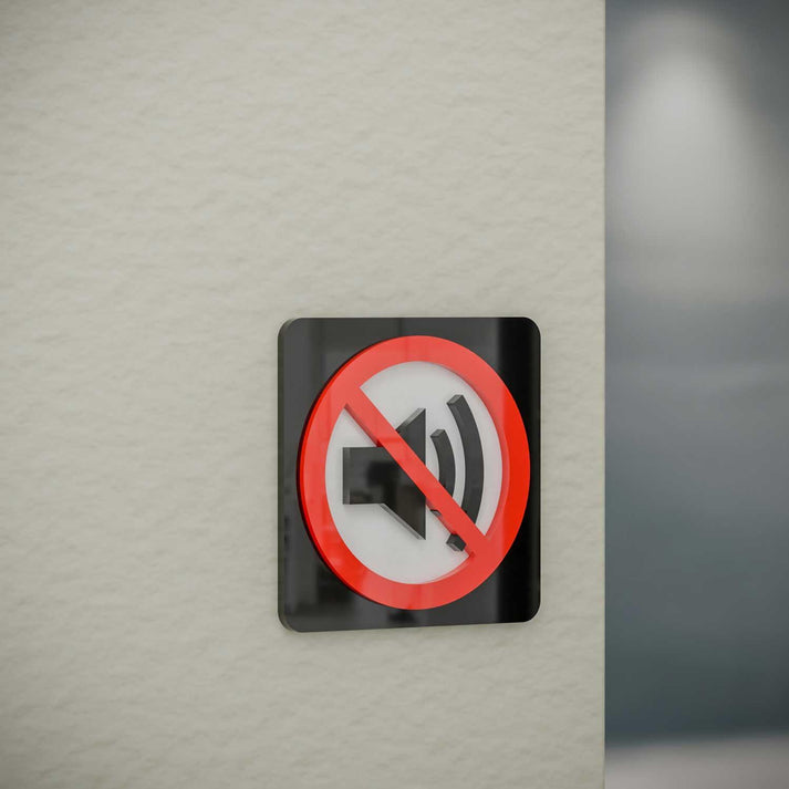 No Sound Allowed - Layered 3D Prohibition Sign | 5×5 inch – Housenama