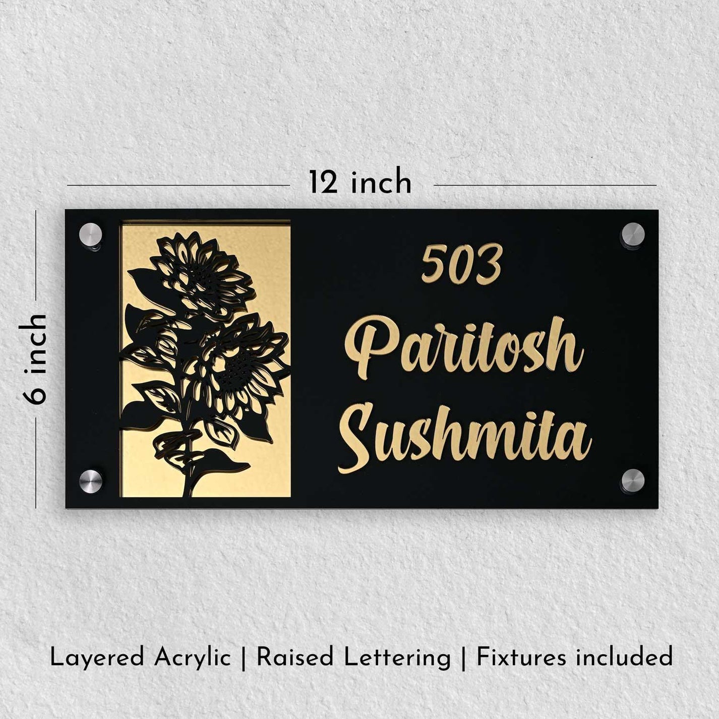Paritosh Sushmita Acrylic Name Plate | 12×6 inch | Weatherproof – Housenama