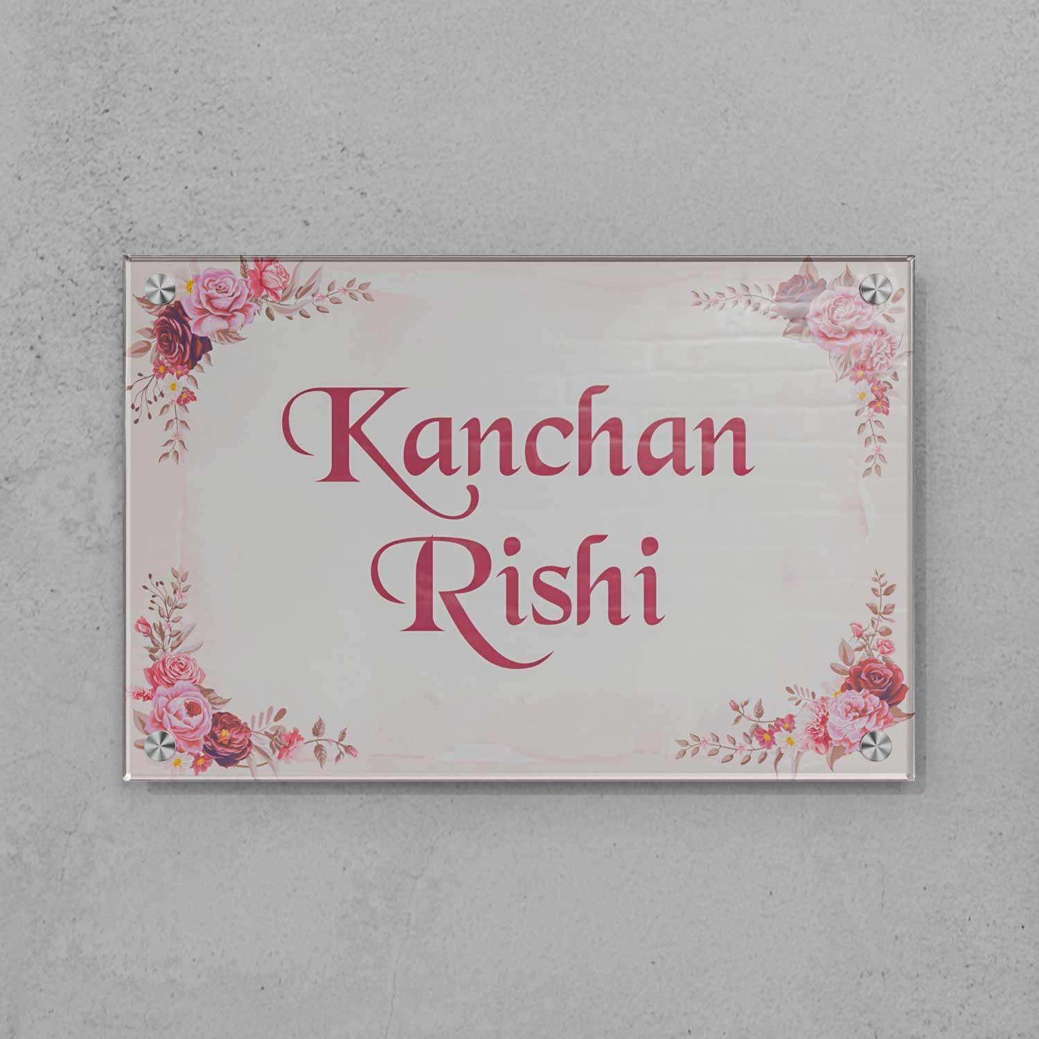 Pink Roses - Acrylic Name Plate – Housenama