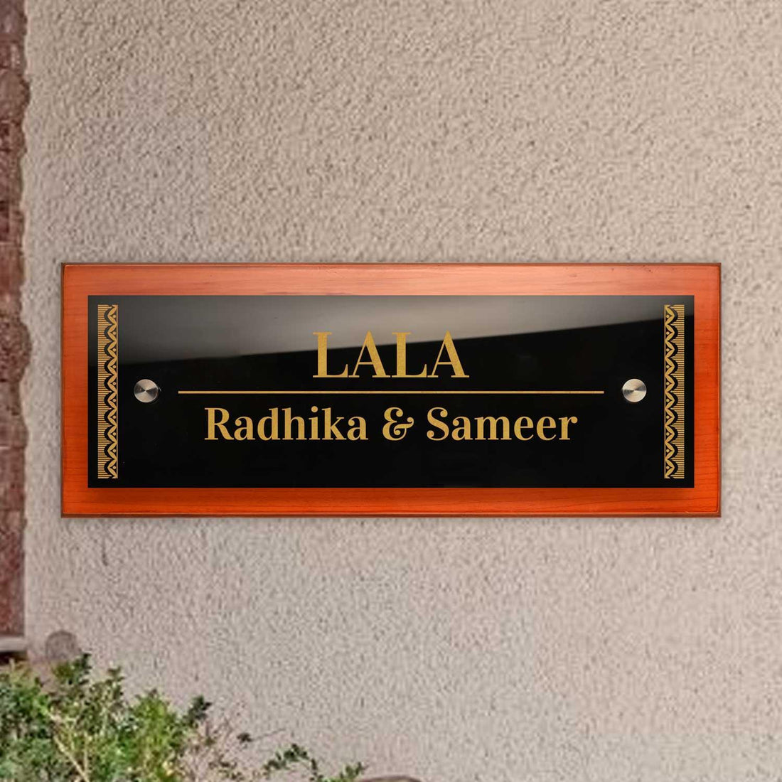 Teak Float Name Plate - Shubhotsav (Madhubani) – Housenama