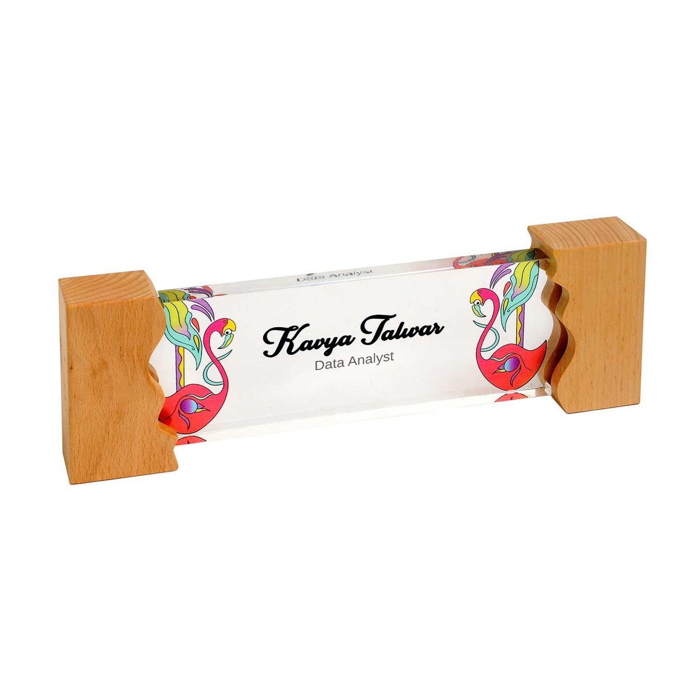 Analytical Swans Desk Name Plate with Wooden Stand 9x3.5 inch – Housenama