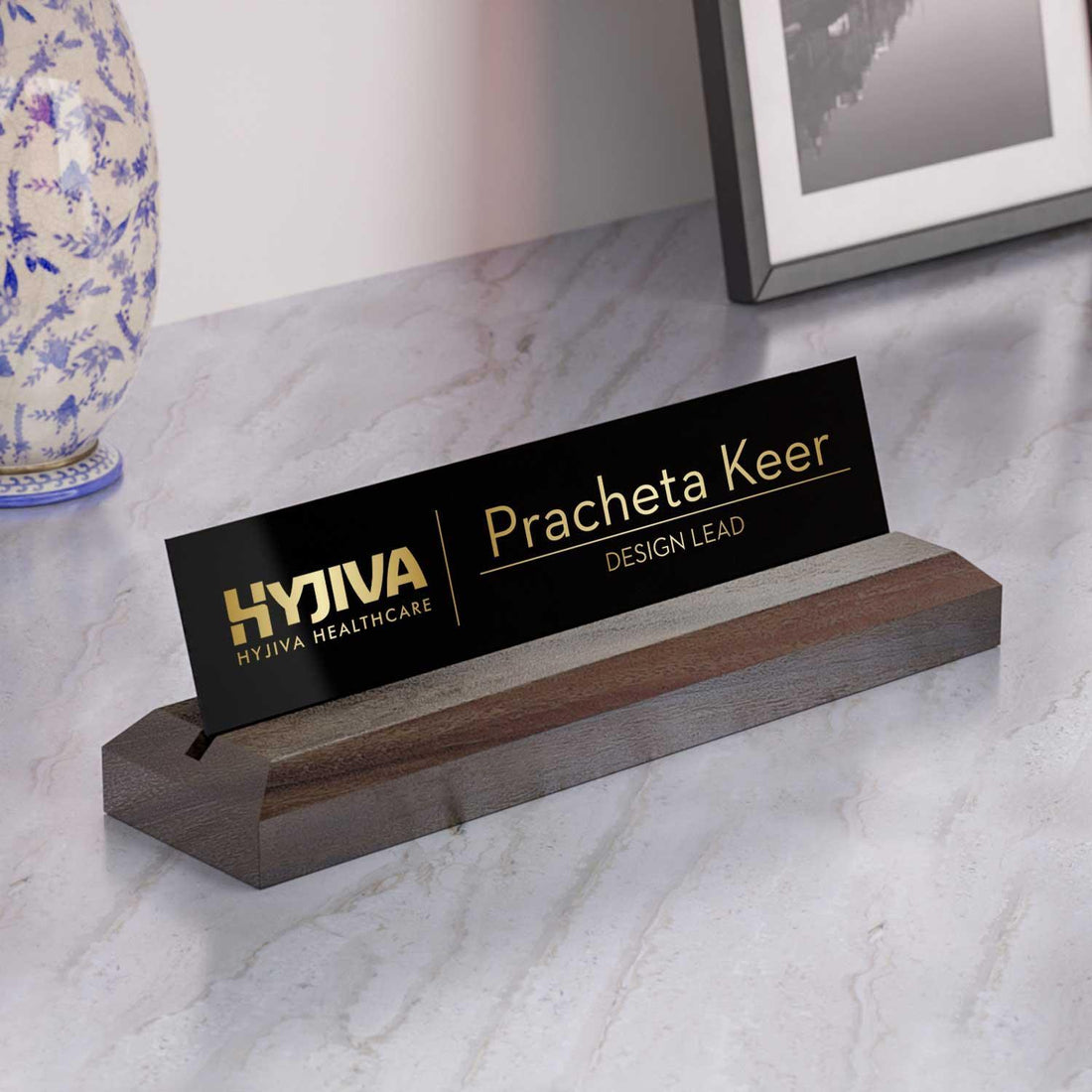 Excelus Office Desk Name Plate with Custom Logo – Housenama