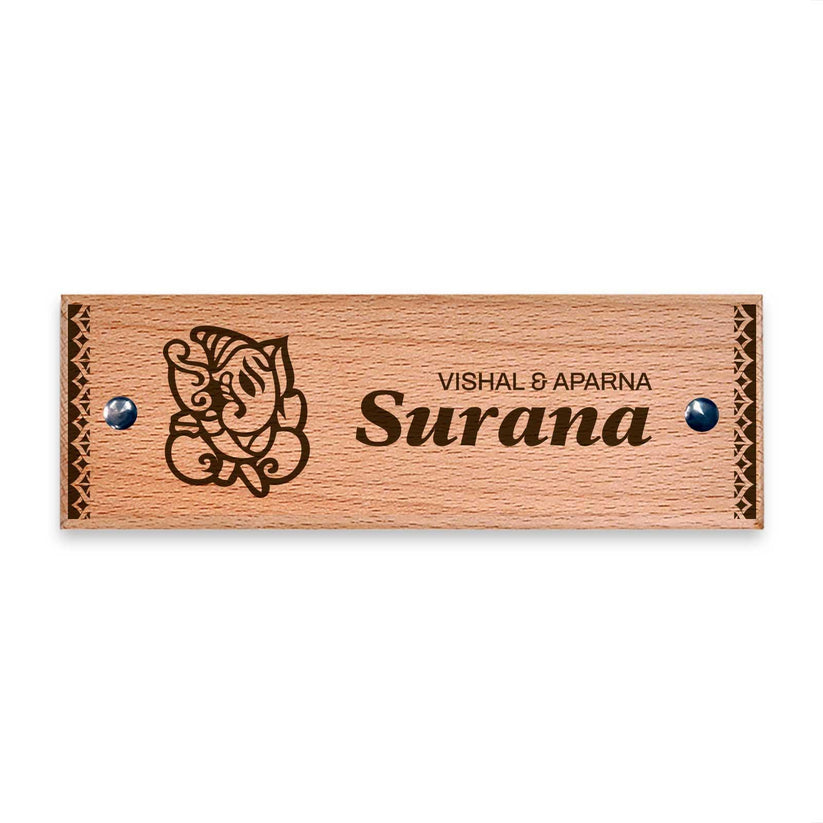 Ganesha Wooden Name Plate Water-resistant – Housenama