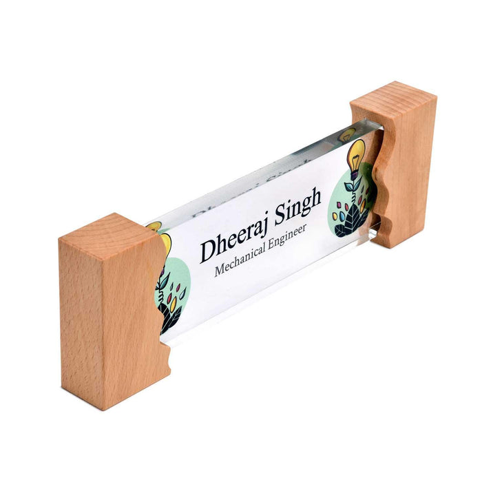 Greenlight Desk Name Plate with Wooden Stand 9x3.5 inch – Housenama