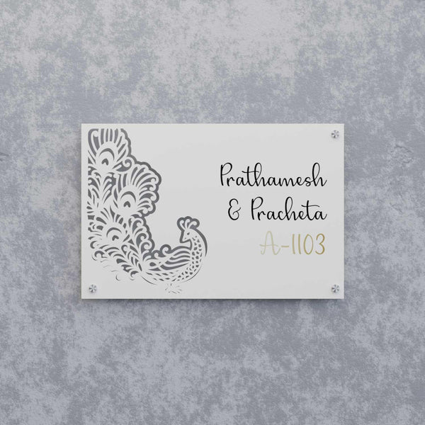 Raqs-E-Taus Steel Name Plate – Housenama