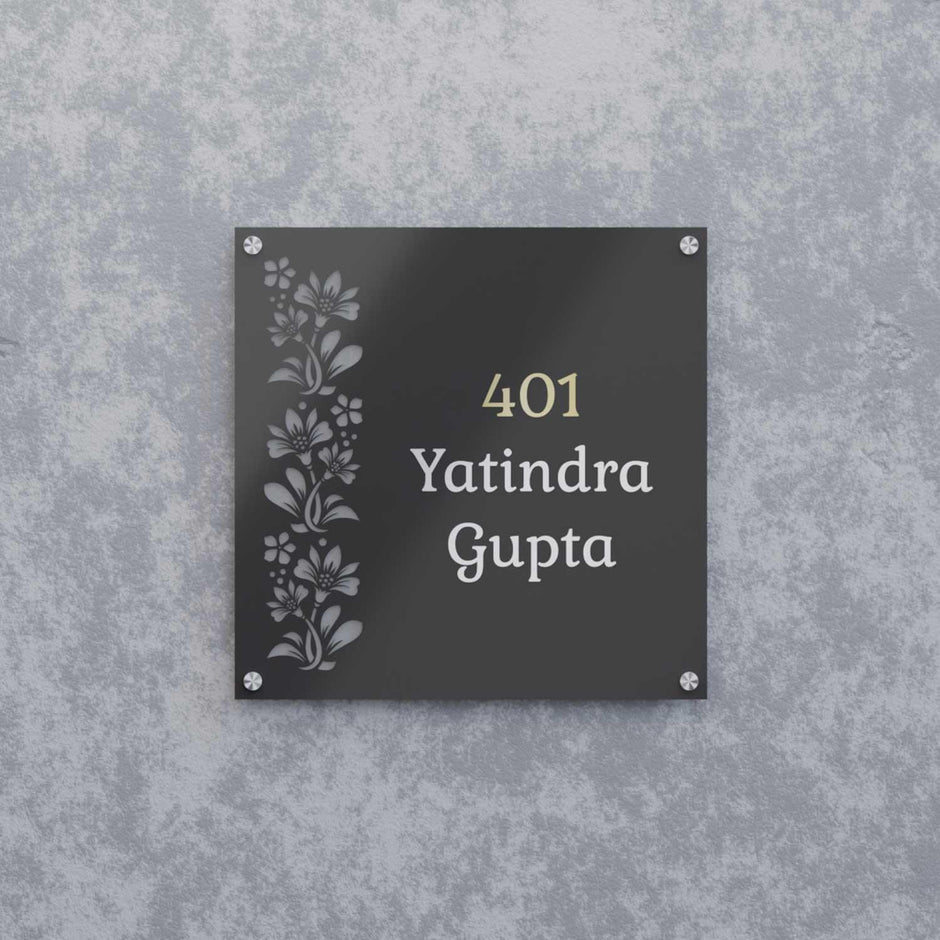 Floral Name Plates: 150+ Stunning Designs for Your Home | Housenama